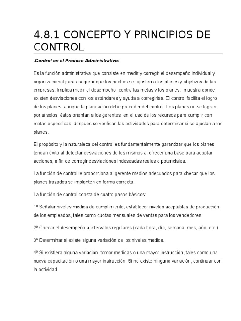 Concepto y Principio de Control | PDF | Planificación | Science