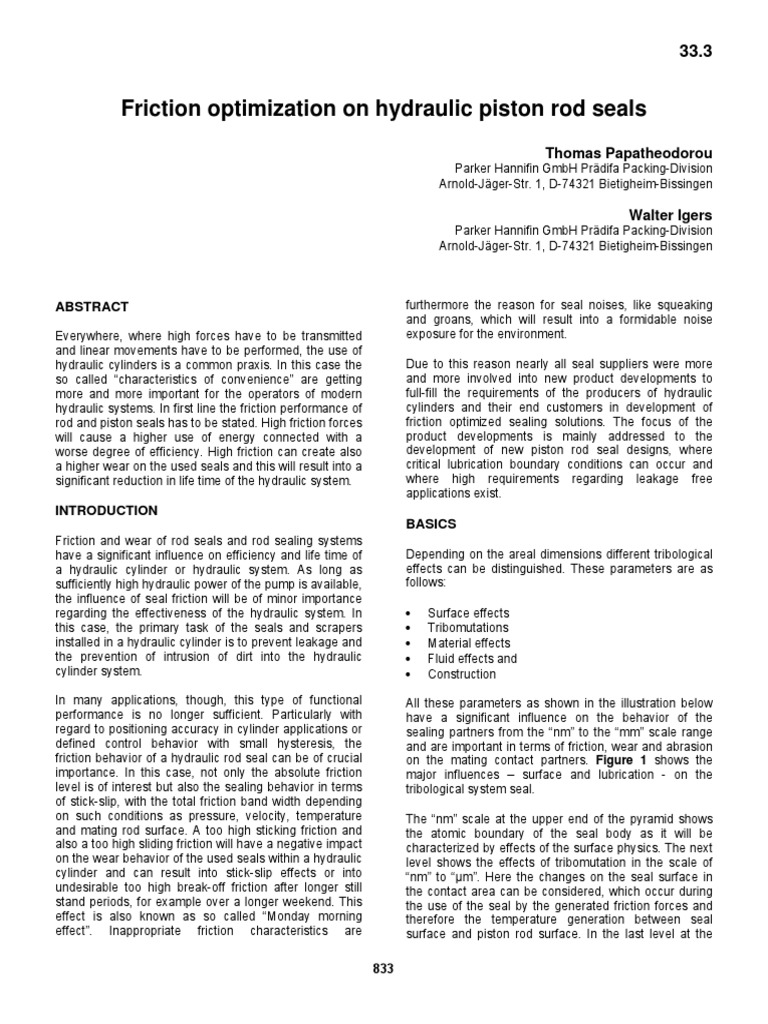 Hydraulic Piston Rod Seal Friction Optimization | PDF | Wear | Friction