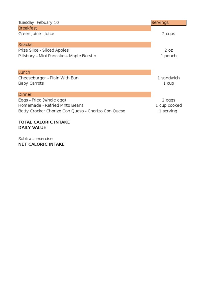 Daily Meal Plan & Calorie Breakdown | PDF