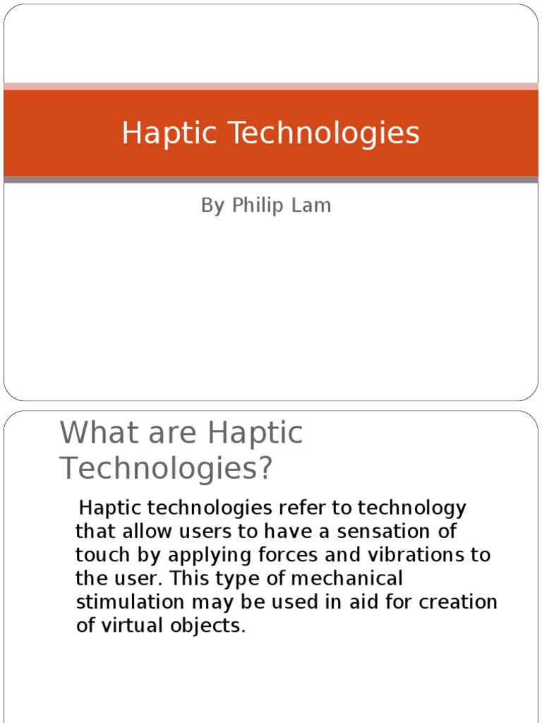Haptic Technologies: by Philip Lam | PDF | Games & Activities | Computers
