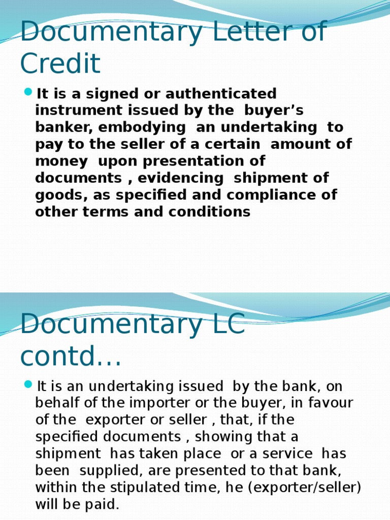 5.Documentary Letter of Credit | Letter Of Credit | Financial Services