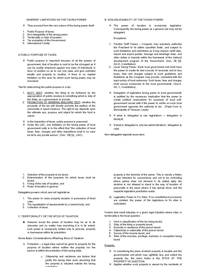 Inherent Limitations On The Taxing Power | Taxation In The United ...