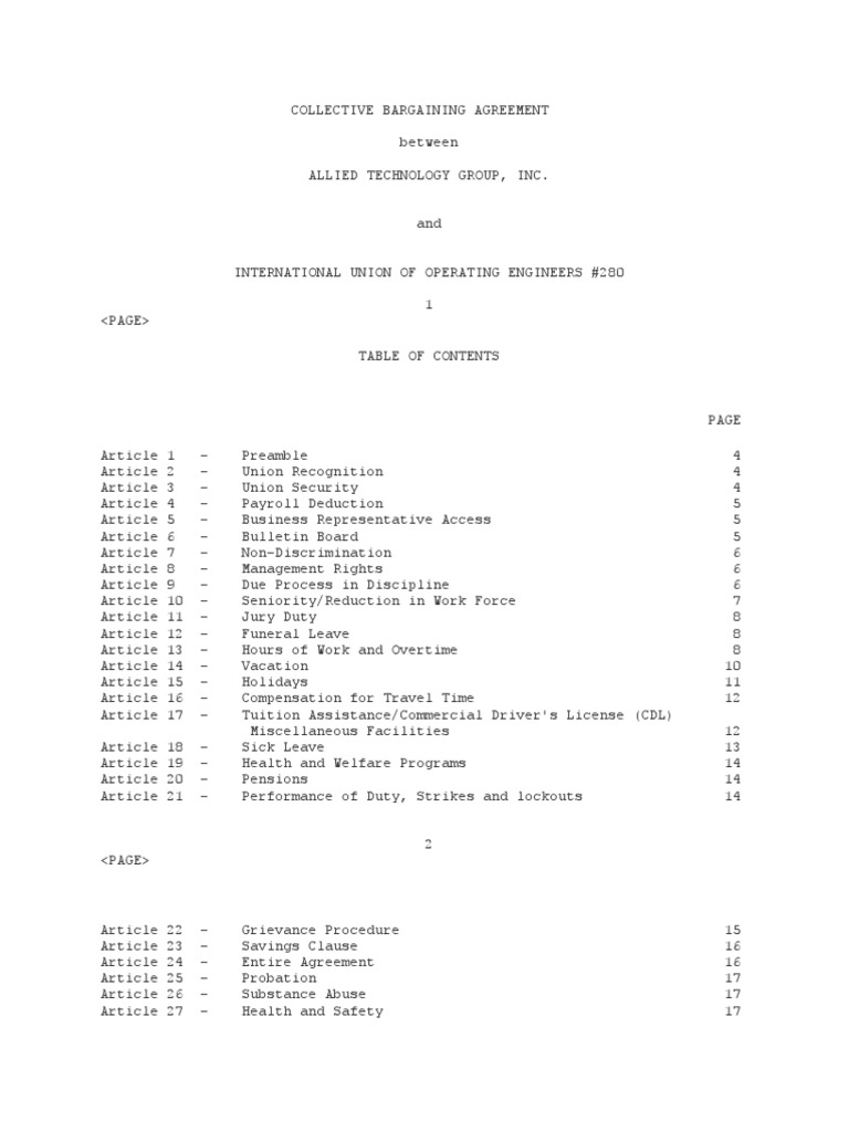 COLLECTIVE BARGAINING AGREEMENT SAMPLE.docx | Overtime | Working Time