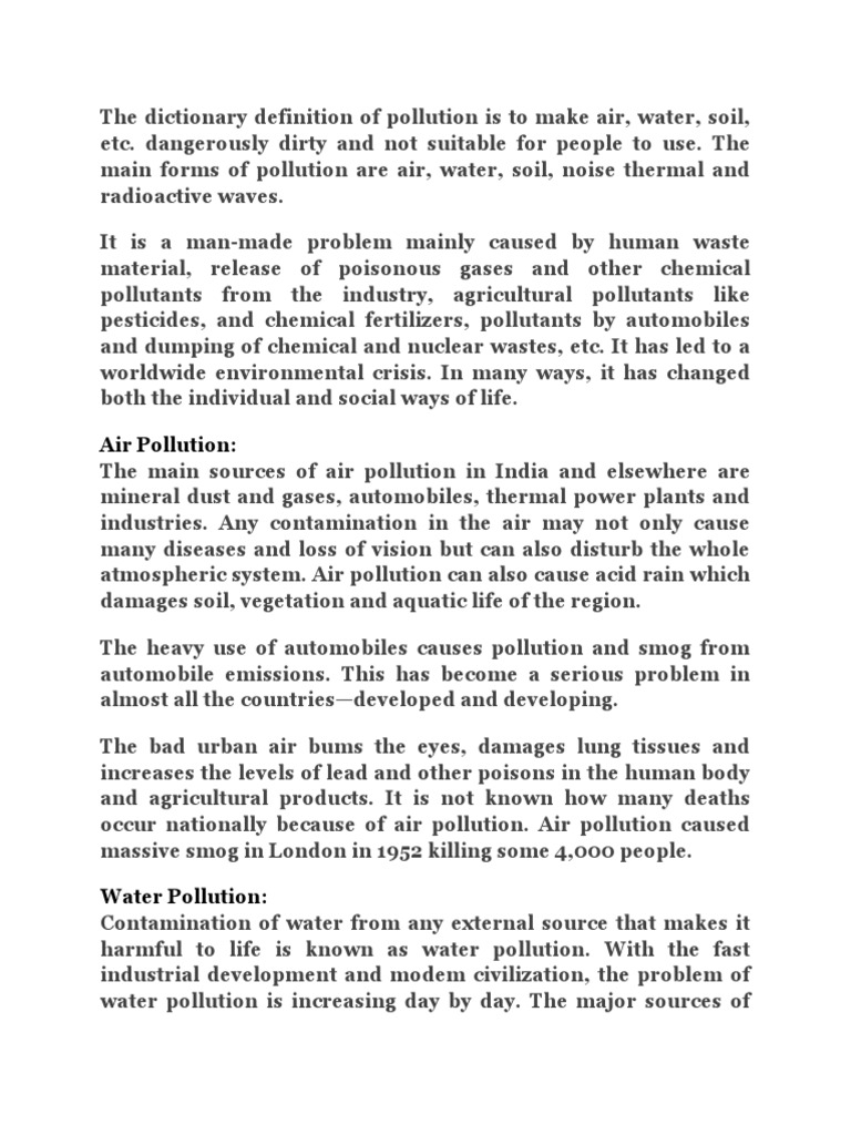Overview of Pollution Types and Effects | PDF | Pollution | Air Pollution