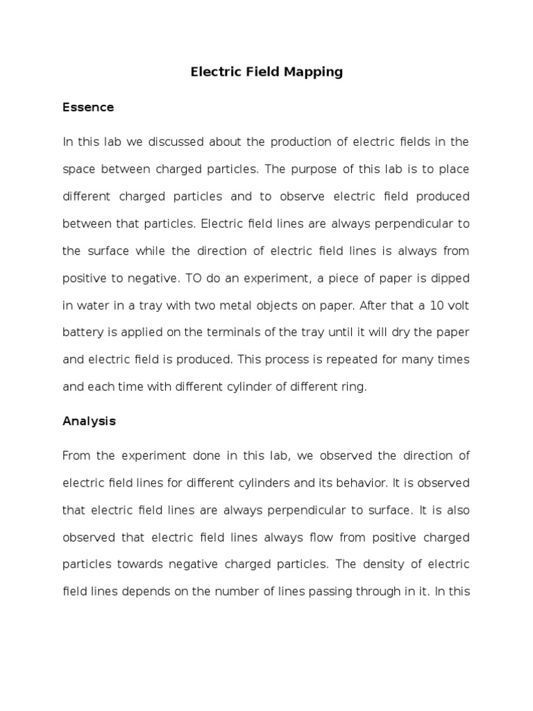 Lab 2 Electric Field Mapping | PDF | Electric Field | Electricity
