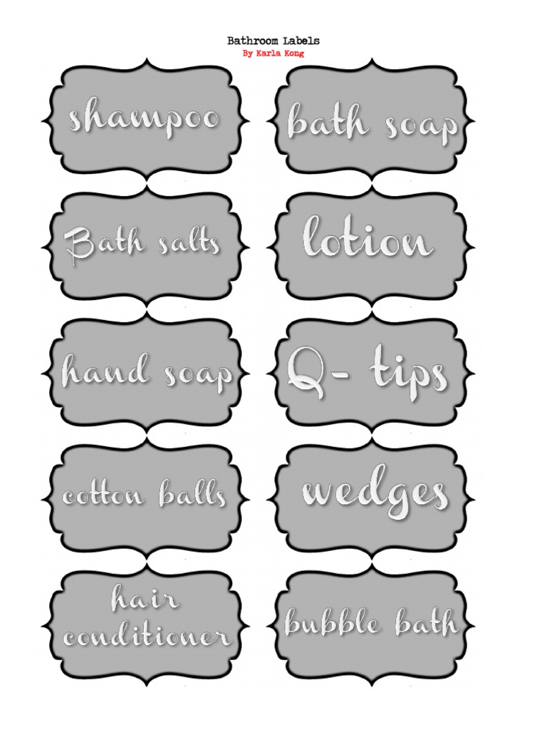 Bathroom Labels: by Karla Kong | PDF