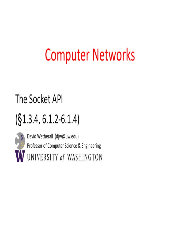 Computer Networks: The Socket API ( 1.3.4, 6.1.2-6.1.4) | PDF | Network Socket | Port (Computer ...