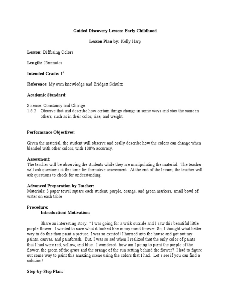 Science - Guided Discovery Lesson | PDF | Color | Neuropsychological ...