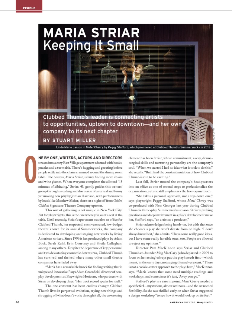 Keeping It Small: Maria Striar | PDF | Theatre | Leisure