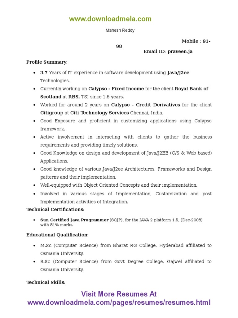 Java Resume With 3.7 Years Experience | PDF | Java (Programming ...