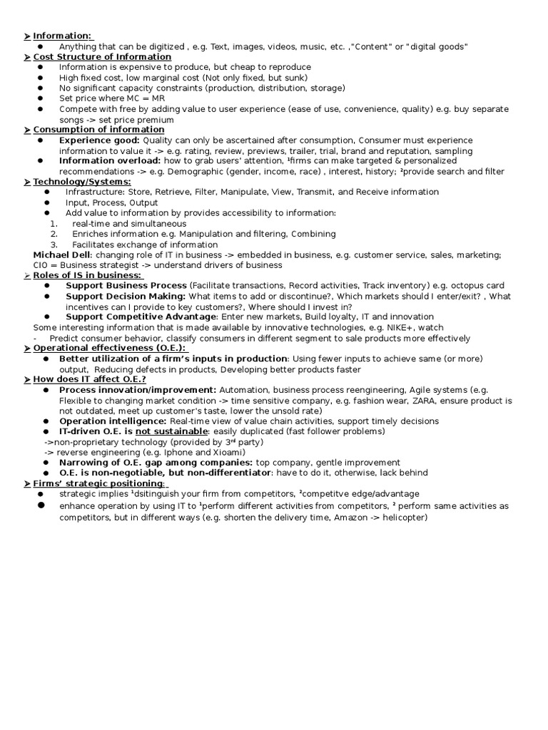 ISOM 2010 Cheatsheet | PDF | Information | Innovation