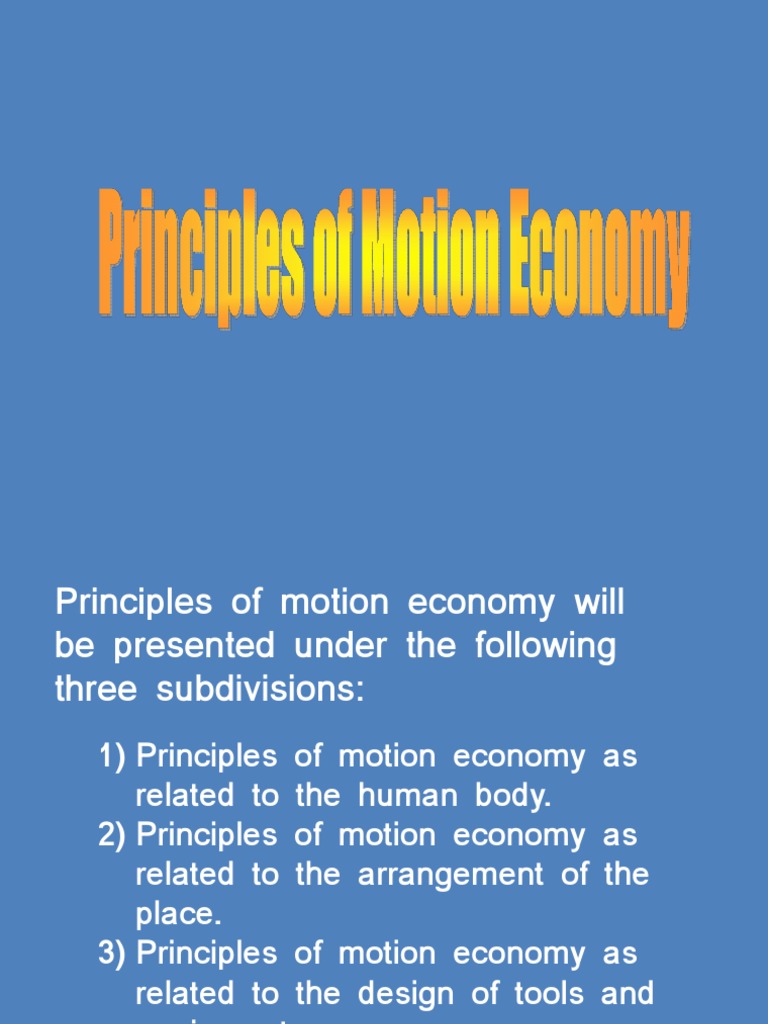 Principles of Motion Economy | PDF | Lighting | Screw