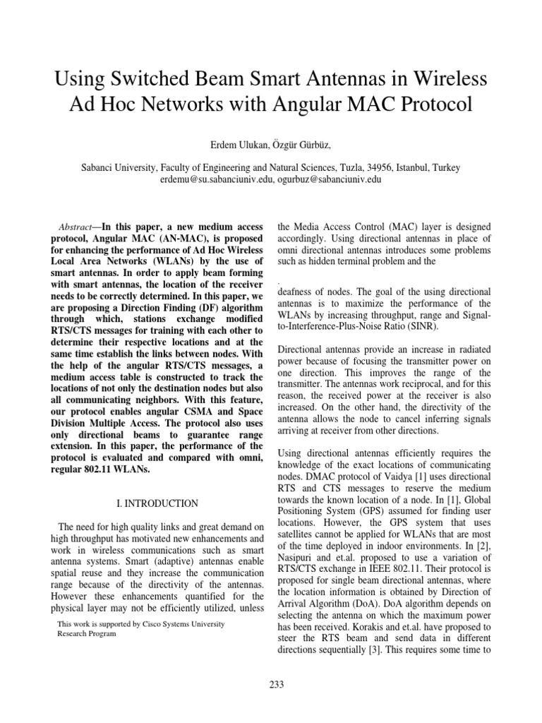 Using Switched Beam Smart Antennas in Wireless Ad Hoc Networks With ...