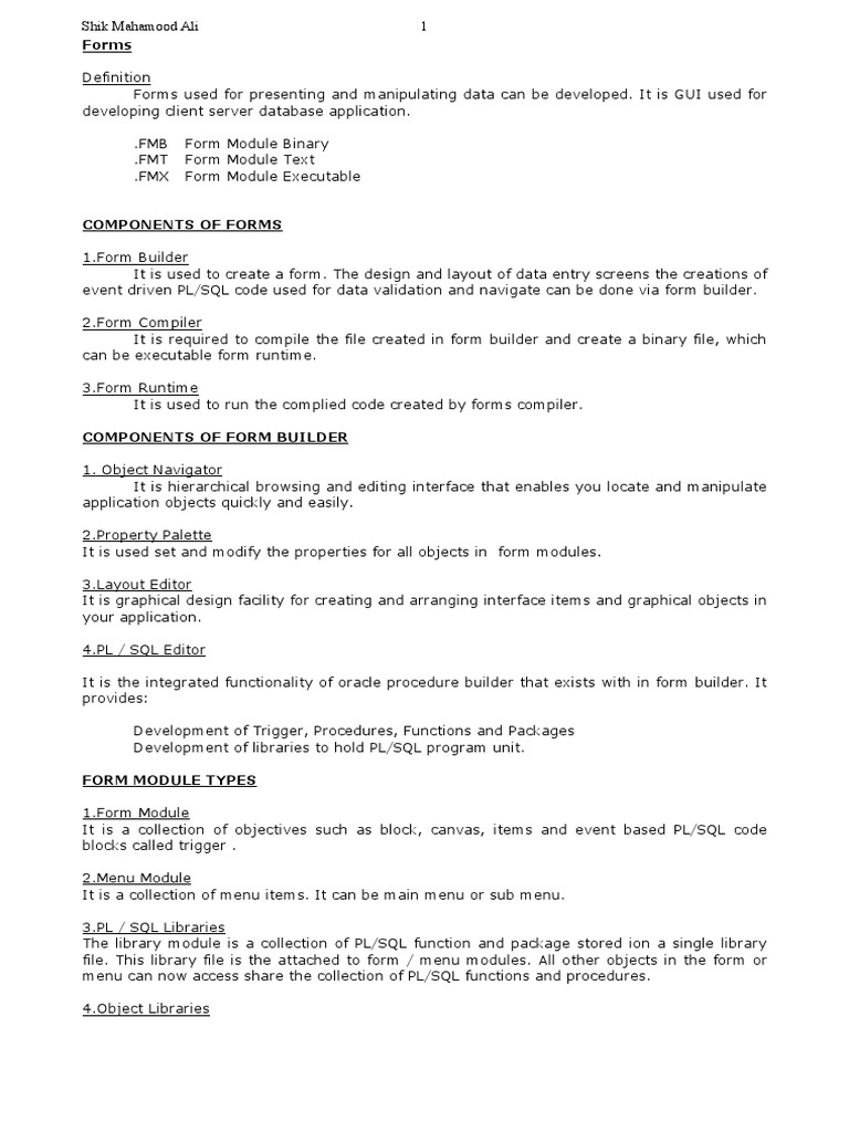 Oracle Forms Material | PDF | Parameter (Computer Programming) | Pl/Sql