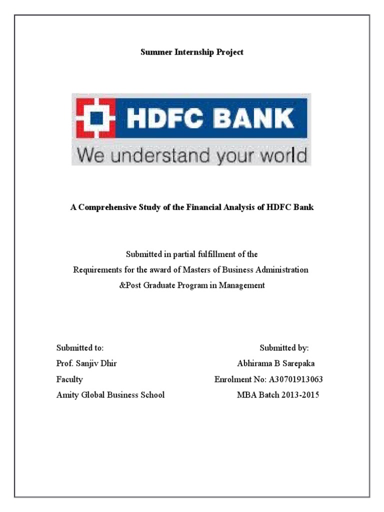 HDFC Bank Financial Analysis Report | PDF | Reserve Bank Of India | Banks