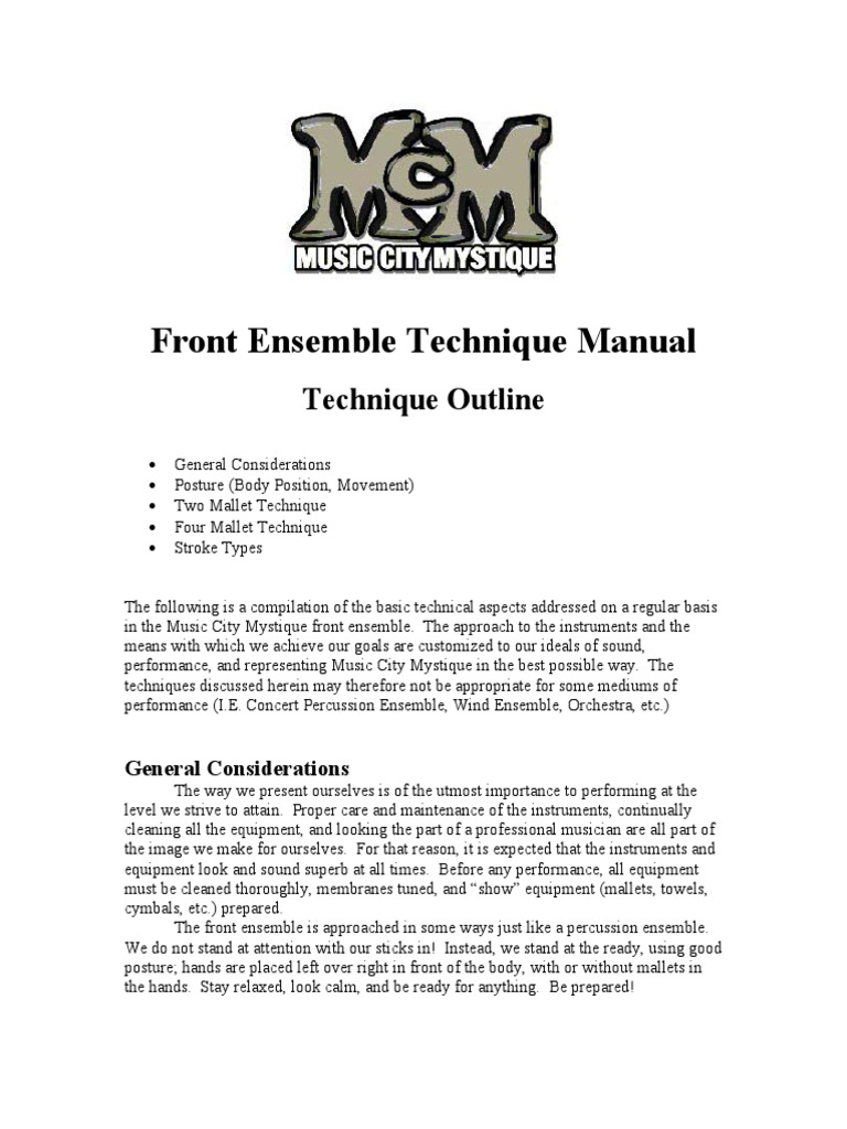 Front Ensemble Technique Manual | PDF | Musical Instruments ...