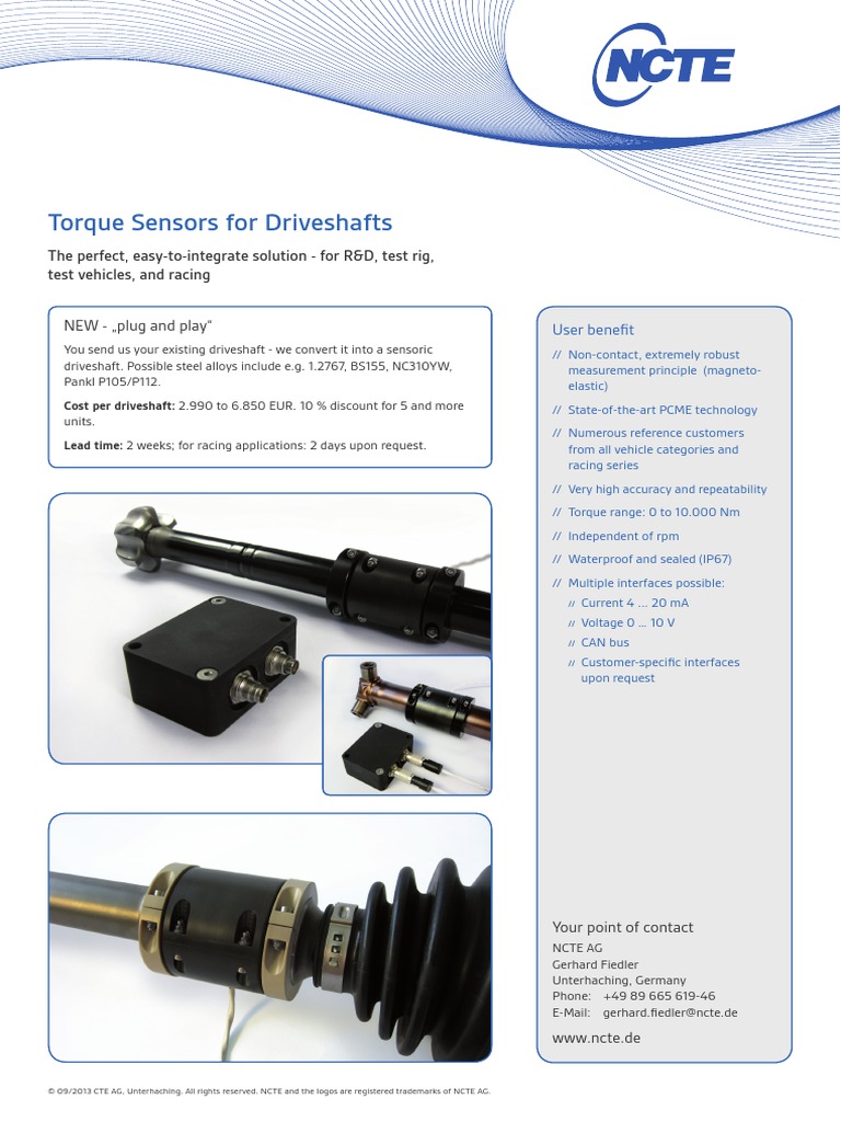 Datasheet Torque Sensor Driveshaft | PDF | Business | Computers