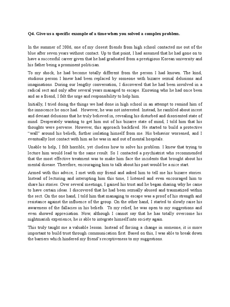 Application Essay Example | PDF | Psychological Concepts | Behavioural ...