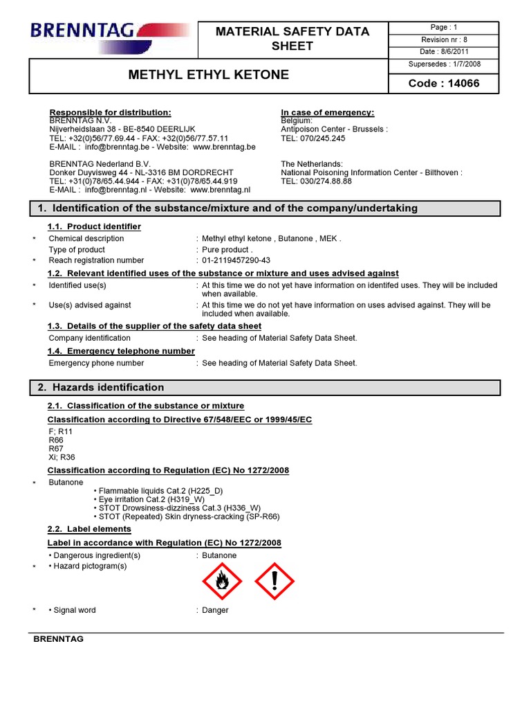 MSDS M.E.K | PDF | Occupational Hygiene | Firefighting