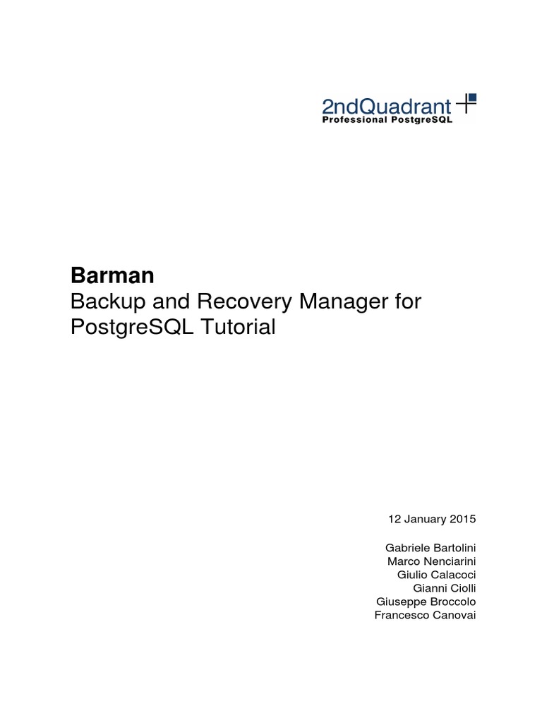 Barman Tutorial | PDF | Advanced Packaging Tool | Postgre Sql