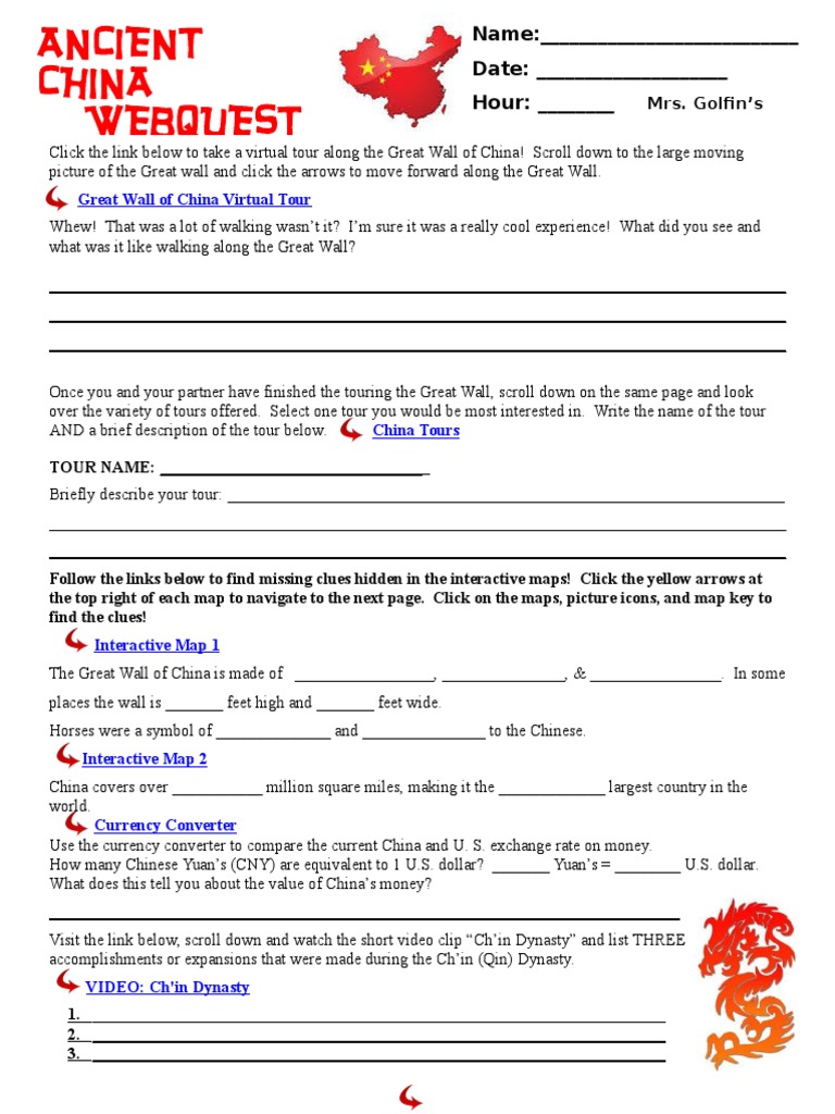 Ancient China Webquest | PDF | Renminbi | China