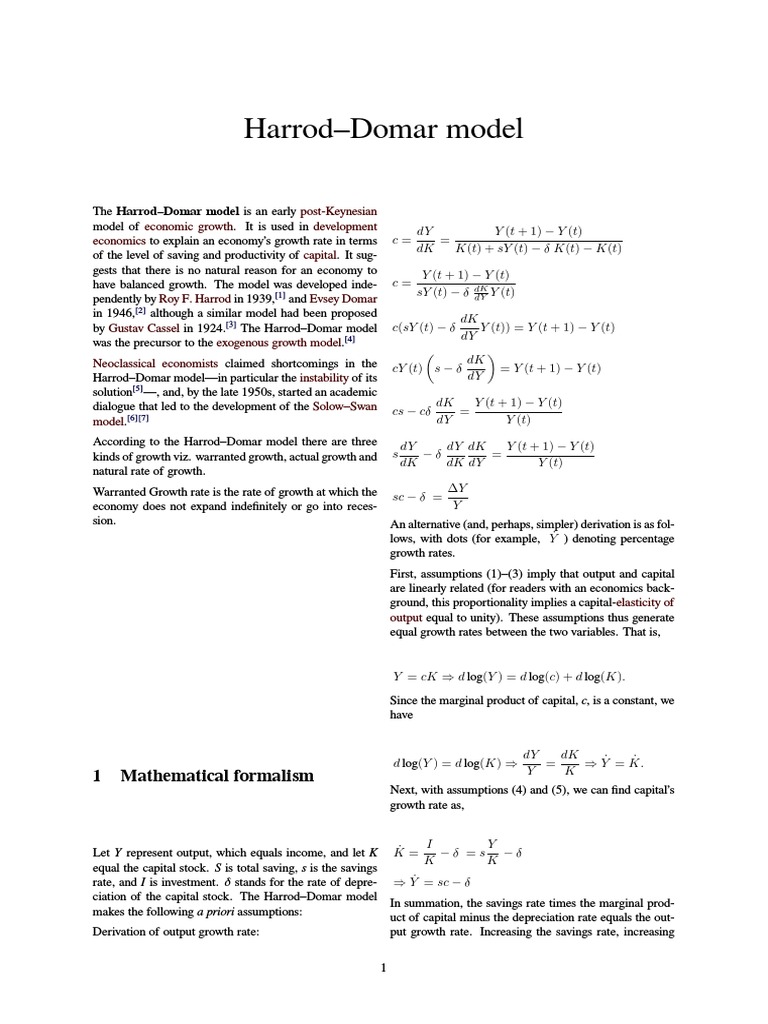 Wiki. Harrod–Domar Model | Economic Development | Economic Growth