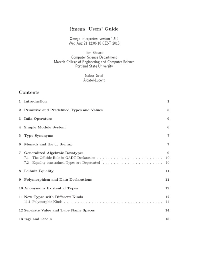 Omega Manual | PDF | Data Type | Constructor (Object Oriented Programming)