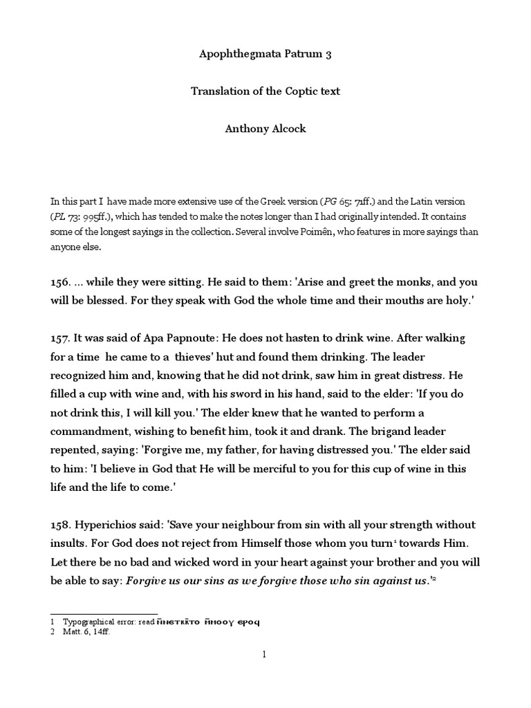Apophthegmata Patrum 3 | PDF | Repentance | Sin
