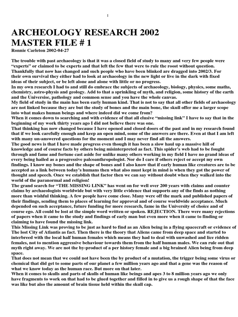 Microsoft Word - Archeology Research 2002 | PDF | Homo | Human Evolution