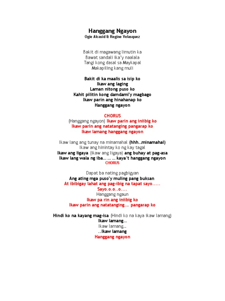 Hanggang Ngayon Lyrics | PDF