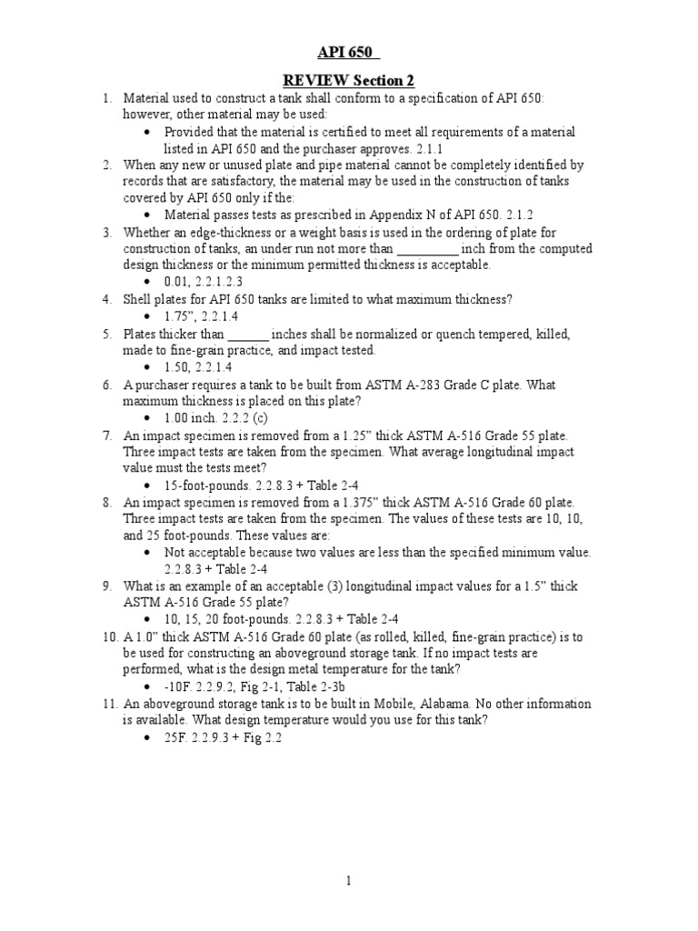API 650 Material and Testing Requirements | PDF | Technology & Engineering