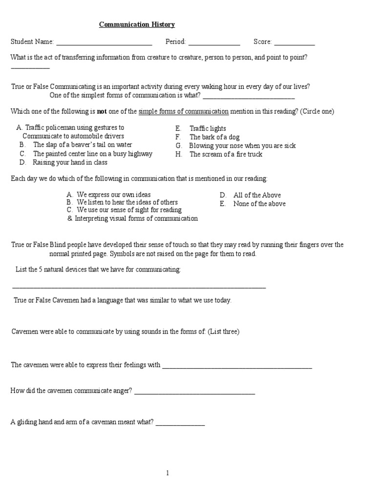 Communication History Student Worksheet | PDF | Radio | Printing