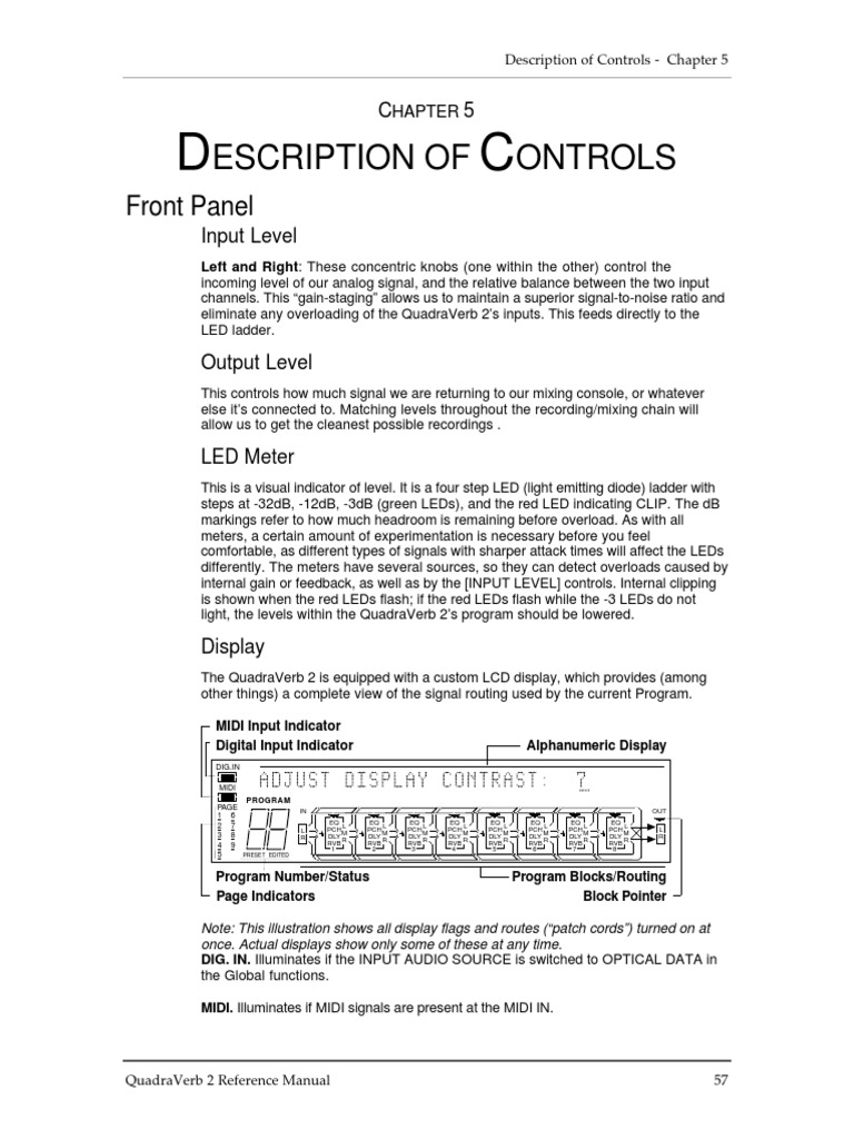 Escription of Ontrols: Front Panel | PDF | Equalization (Audio) | Parameter (Computer Programming)