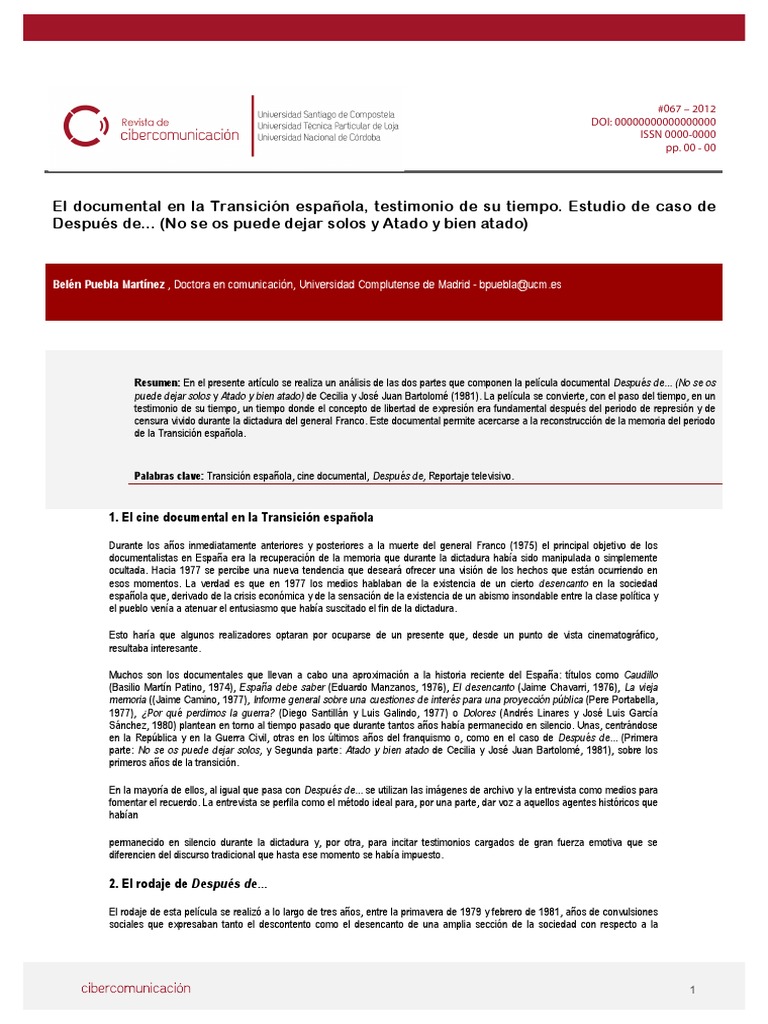 El Documental En La Transición Española Pdf Documental España
