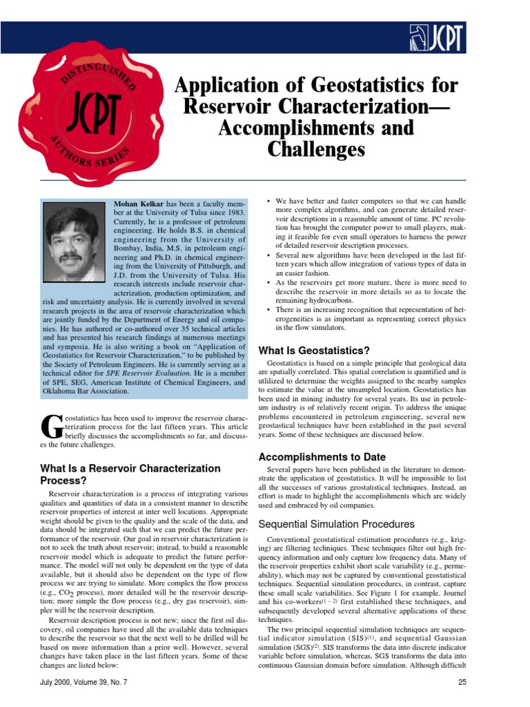 Application of Geostatistics For Reservoir Characterization - Accomplishments and Challenges ...