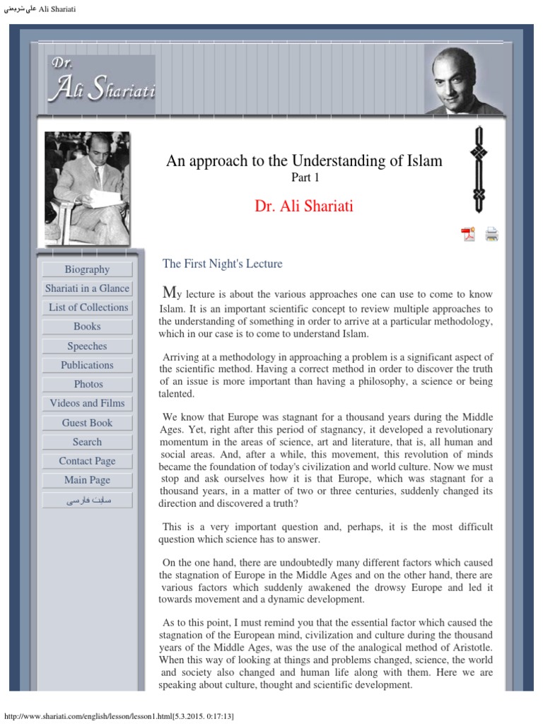 Ali Shariati - An Approach To The Understanding of Islam 1 | PDF ...