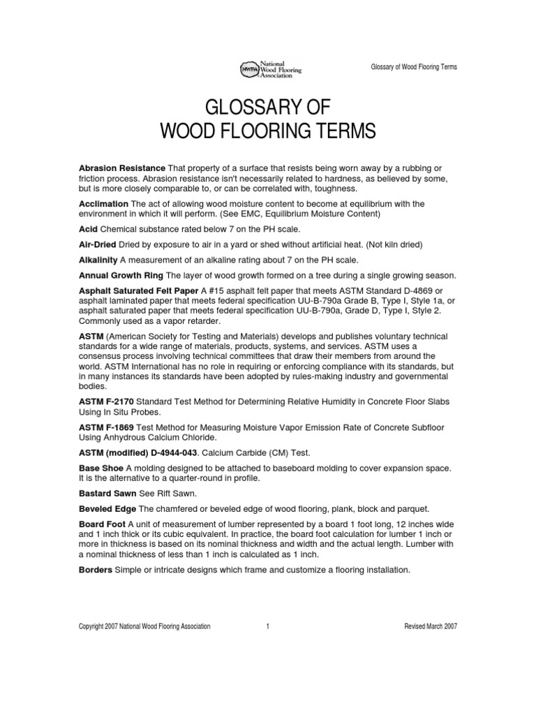 Glossary Wood Flooring Terms | PDF | Wood | Flooring