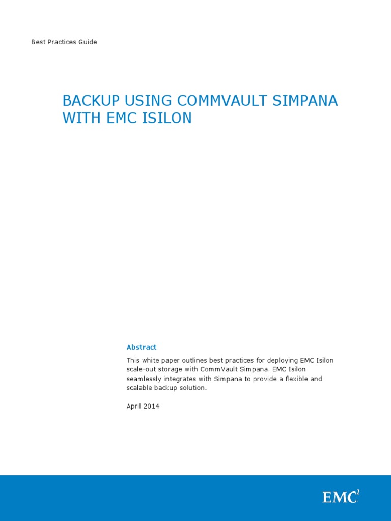 h13077 WP Isilon Backup Using Commvault Bestpractices | PDF | Computer Cluster | Computer Data ...