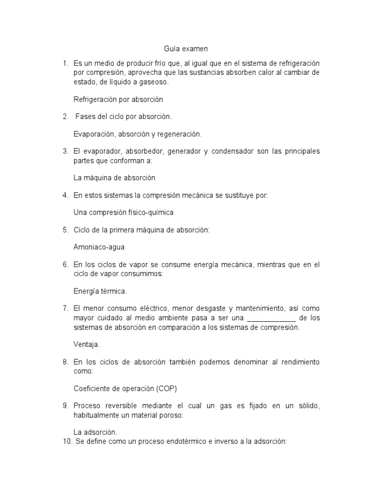 Guía Examen Refri | PDF | Bomba de calor | Hvac