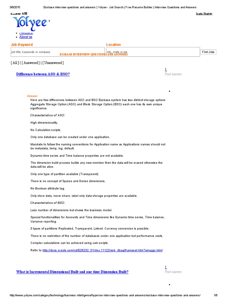 Essbase Interview Questions and Answers | Download Free PDF | Cache (Computing) | Data Buffer