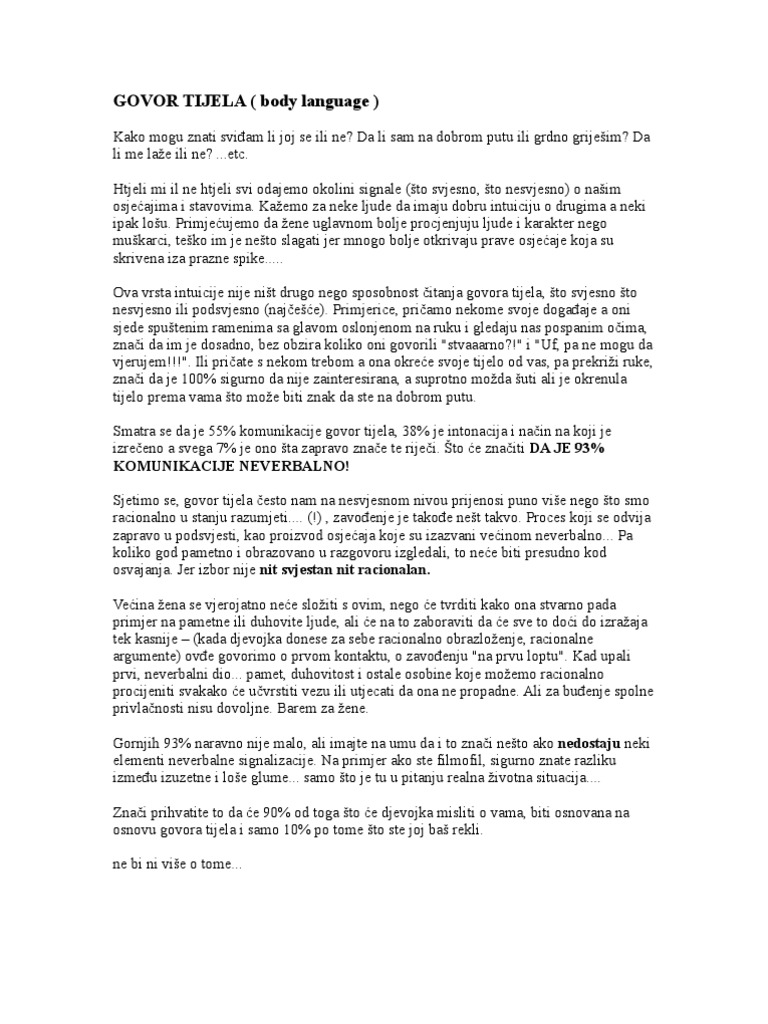 GOVOR TIJELA (Body Language) | PDF