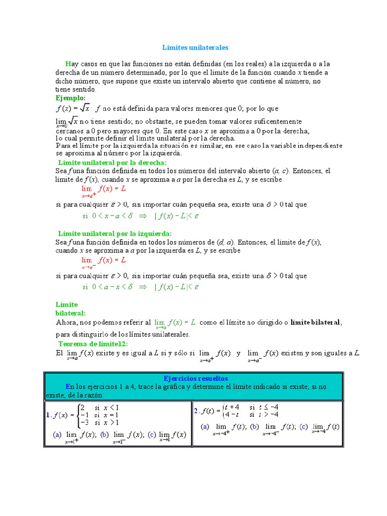 Límites unilaterales | Función continua | Límite (Matemáticas)