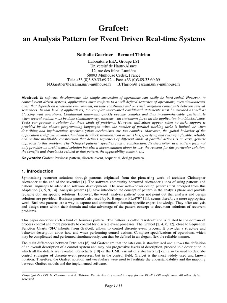 An Analysis Pattern For Event Driven Real-Time Systems: Grafcet | PDF | Software Design Pattern ...