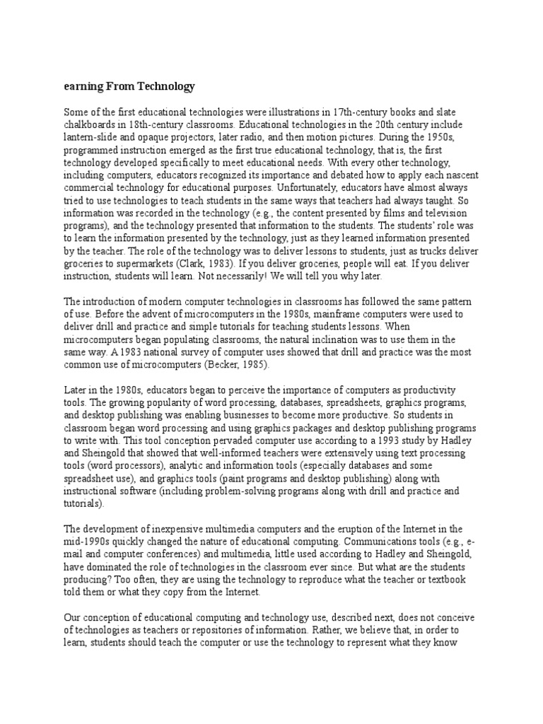 Learning From Technolog1 | PDF | Educational Technology | Analogy