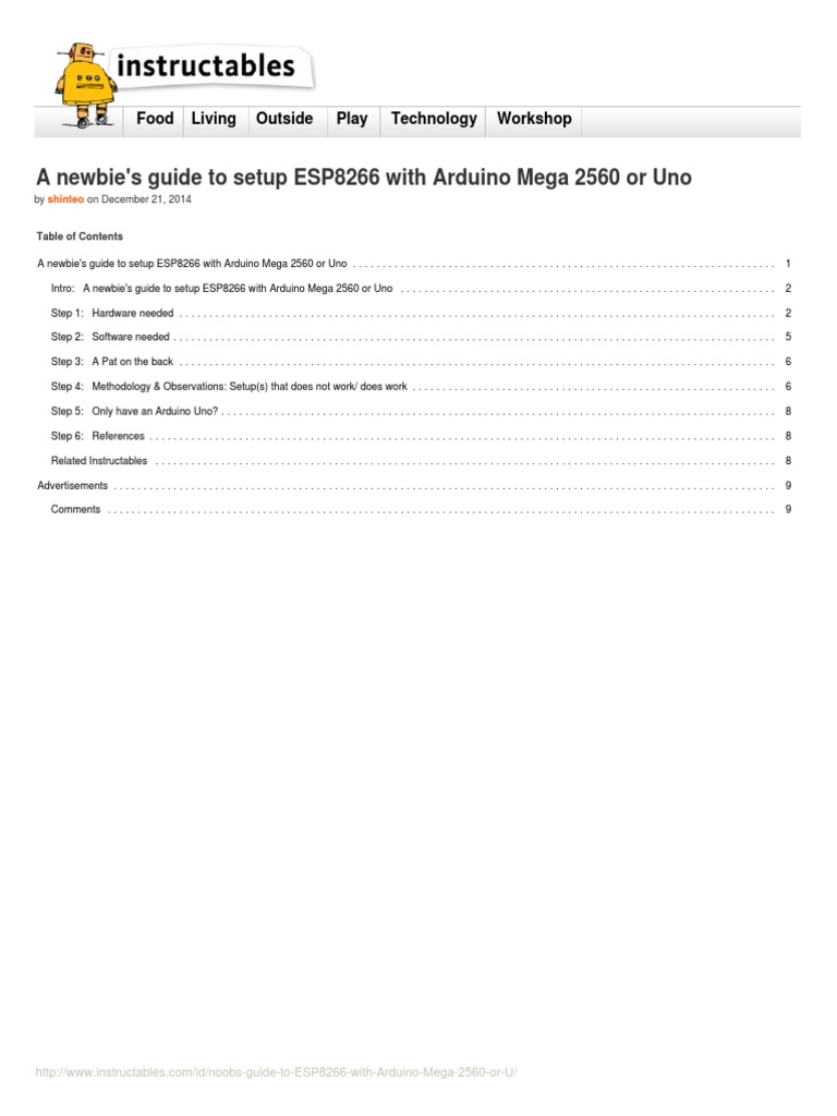 Noobs Guide To ESP8266 With Arduino Mega 2560 or Uno | PDF | Arduino | Usb