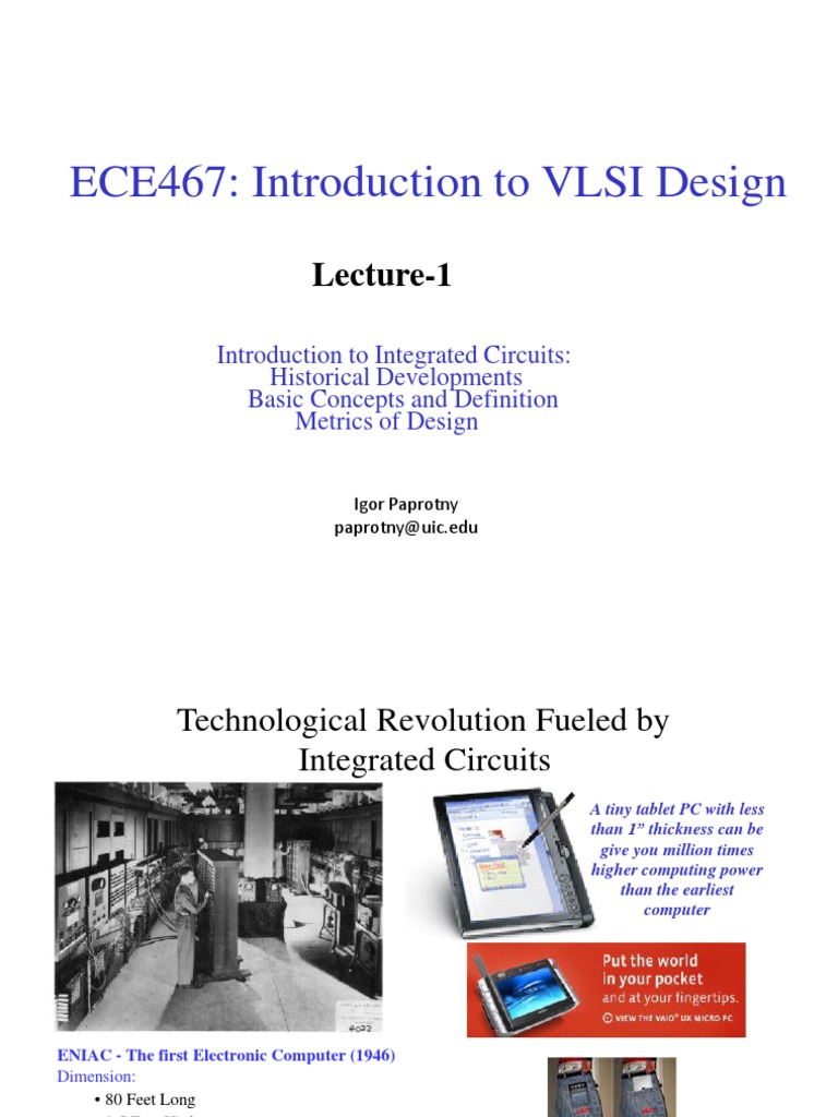 ECE467: To Vlsi Design: Lecture-1 | PDF | Mosfet | Integrated Circuit