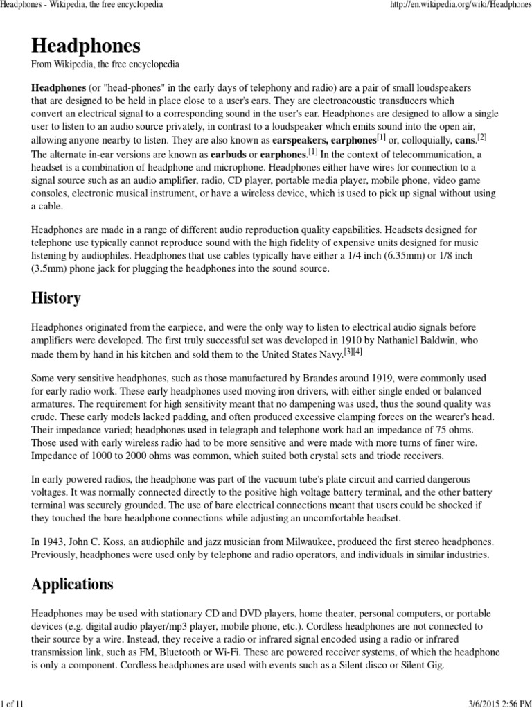 Headphones | PDF | Headphones | Sound Production