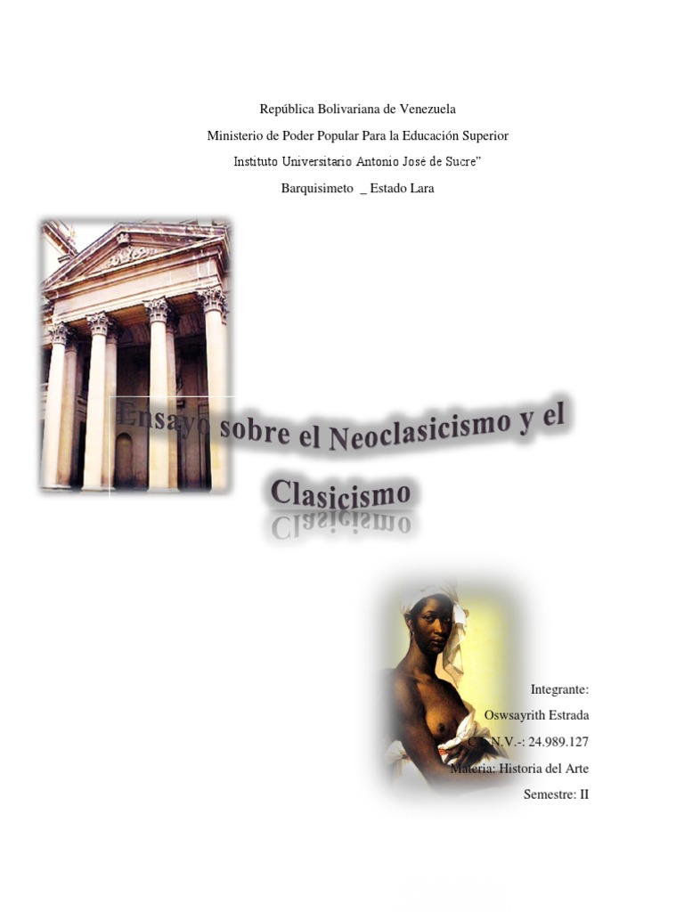 Ensayo Sobre El Clasicismo y Neoclasicismo PDF | PDF | Escultura | Barroco
