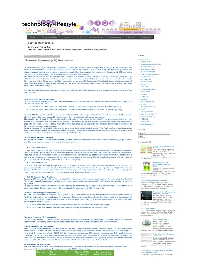 Channel Element Ce Resource | PDF | High Speed Packet Access | I Phone