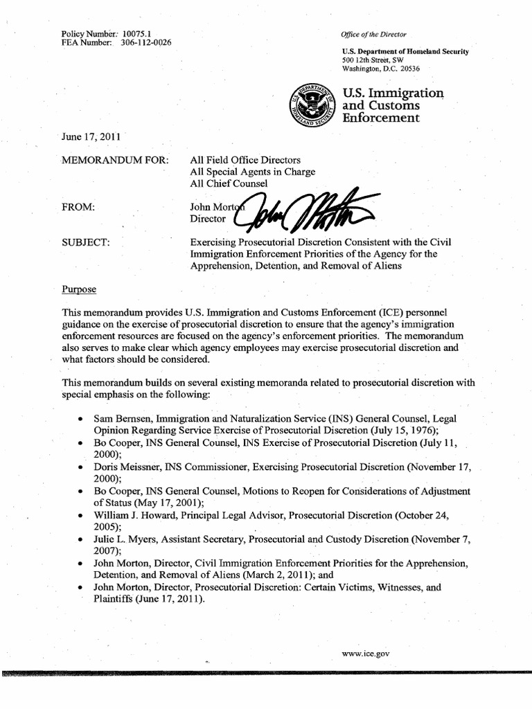 The Morton Memo | PDF | Emigration, Immigration, and Refugees ...